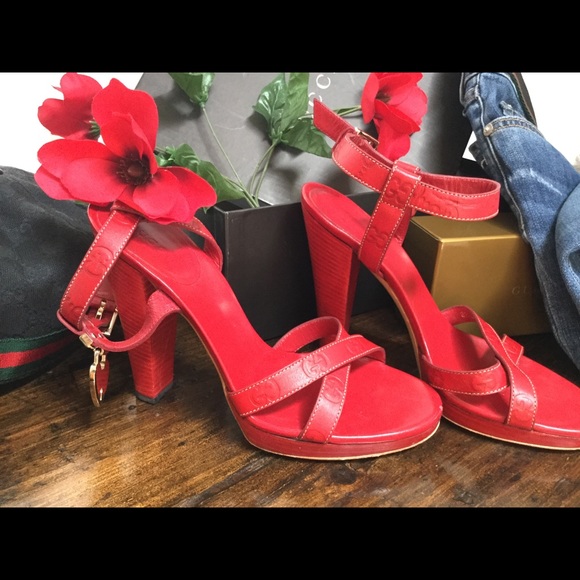 Gucci | Shoes | Gucci Red Leather Sandals Made In Italy | Poshmark